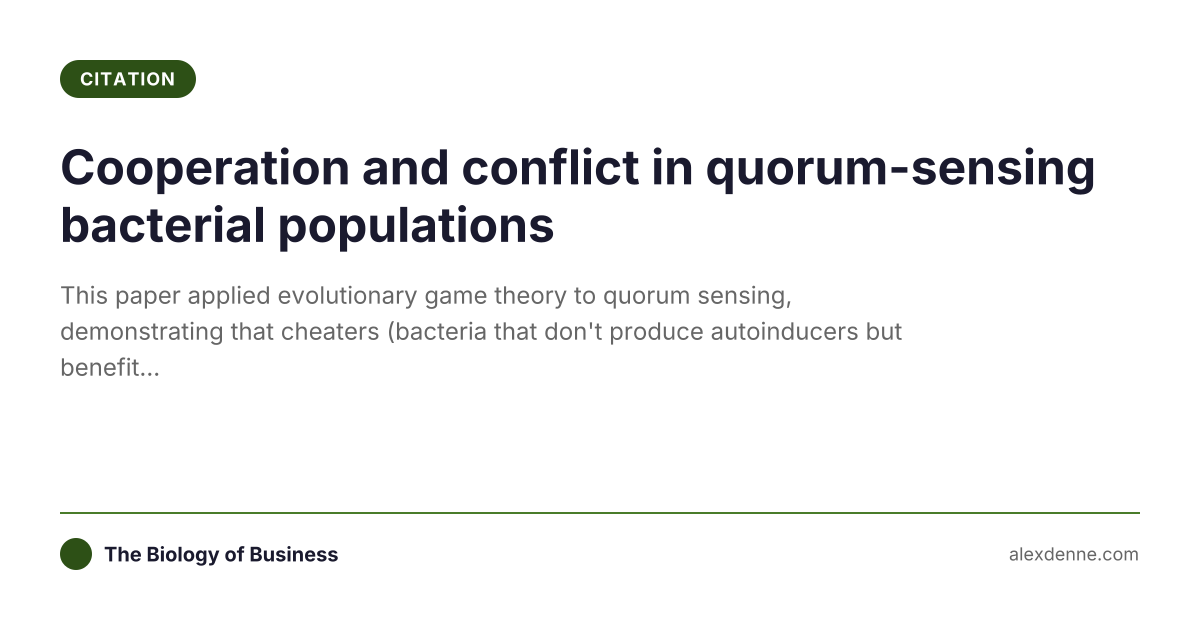 Cooperation and conflict in quorum-sensing... | Alex Denne